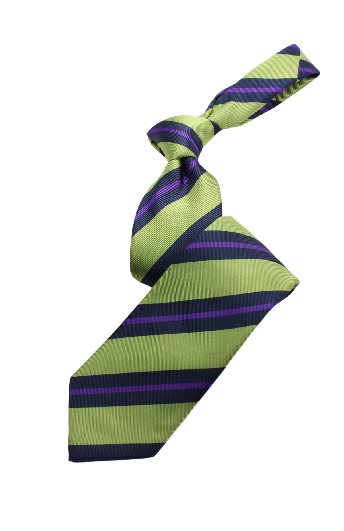 Cario Stripe A7 | Slime Green/Navy/Purple | Tie & Pocket Square – VERSE 9