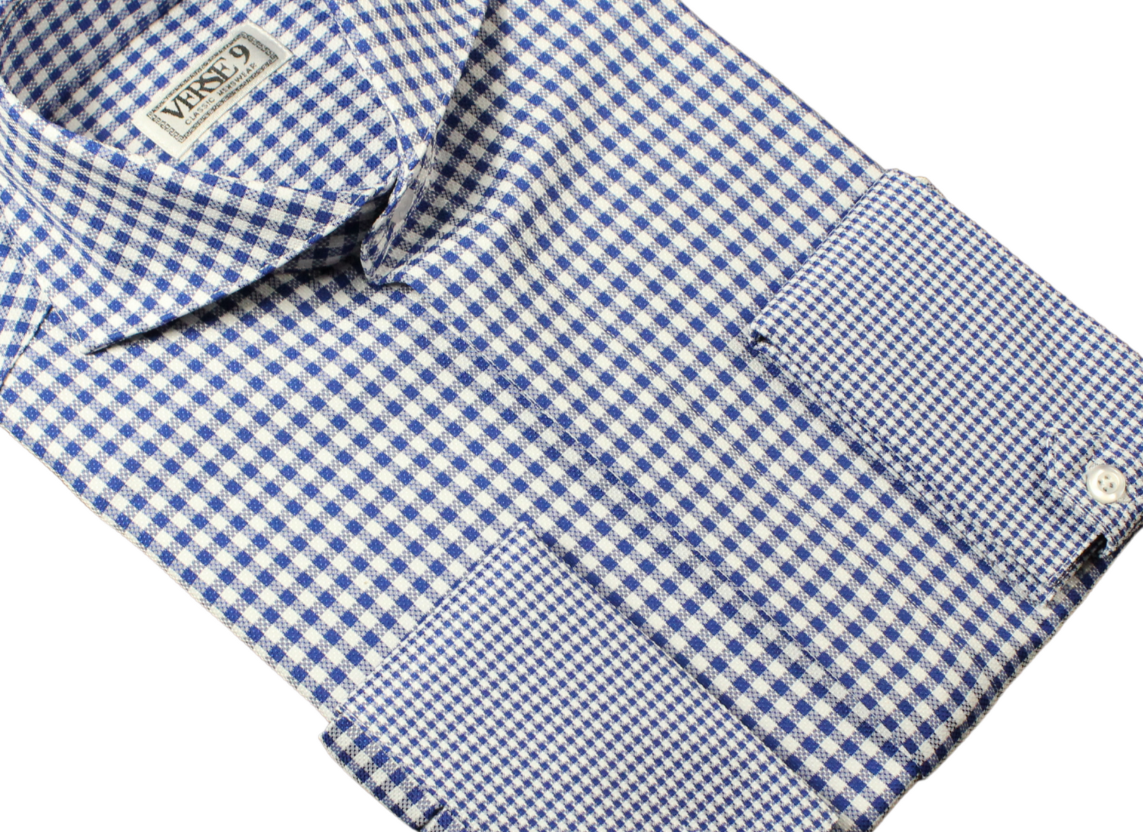 Spread Collar | Royal Blue Check | French Cuff Shirt – VERSE 9